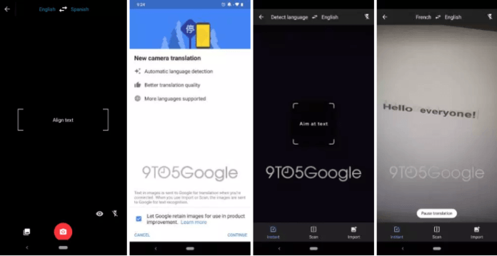 Google Translate testing instant translation with automatic language ...