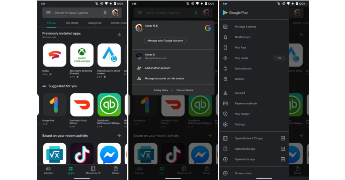 Google rolling out a new account switcher and gestures show up on the ...