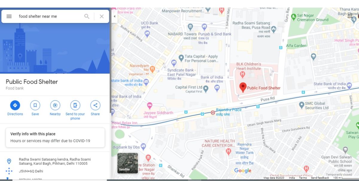 COVID-19: Google Maps to show the locations of the public food shelters ...