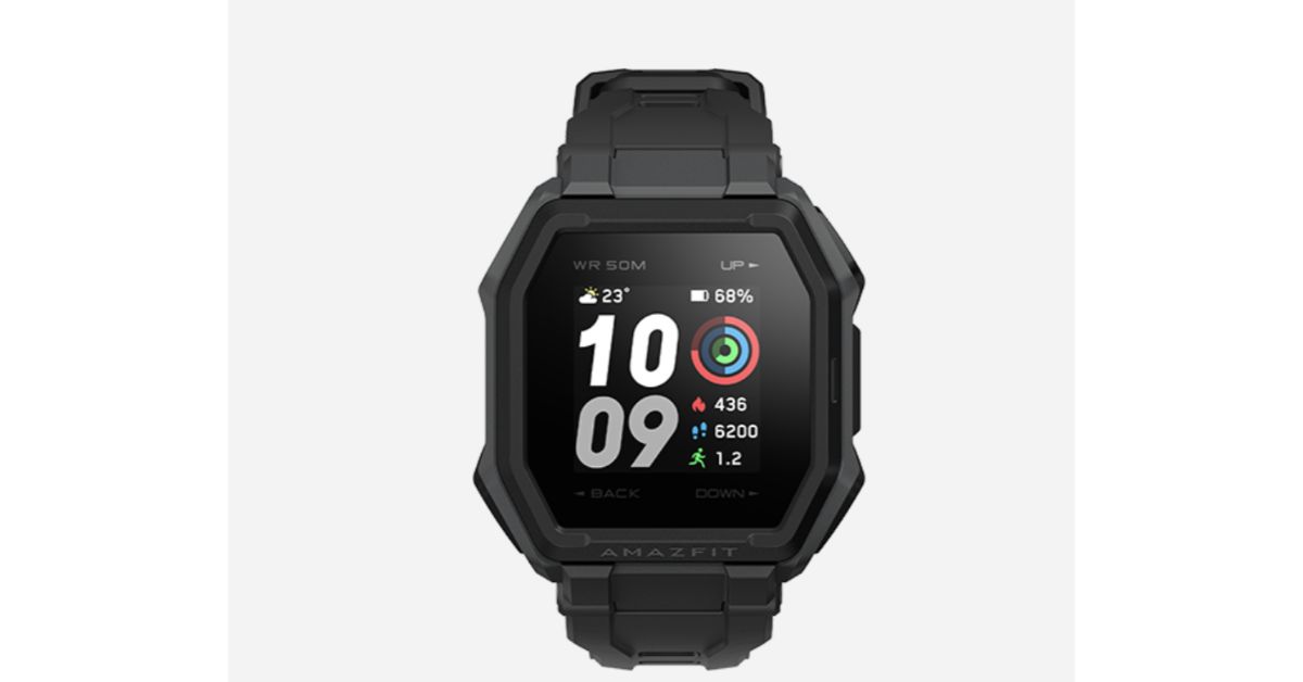 Huami Amazfit Ares smartwatch with square-shaped coloured display and ...