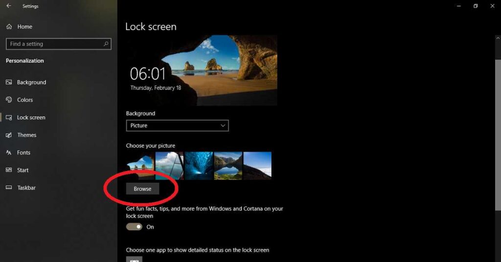 How can you change your wallpaper on Windows 10 lock screen?