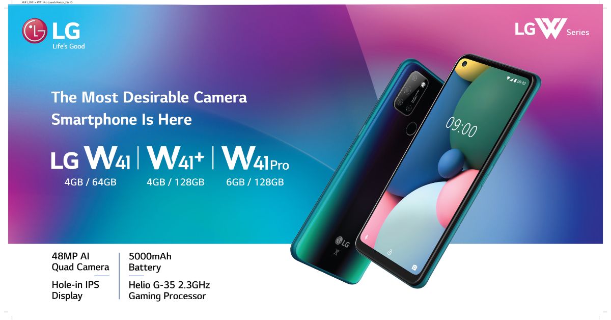LG W41, W41+ and W41 Pro smartphones with quad rear cameras and a 5 ...