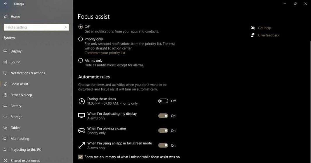 What is Focus Assist in Windows 10 and how to enable it?