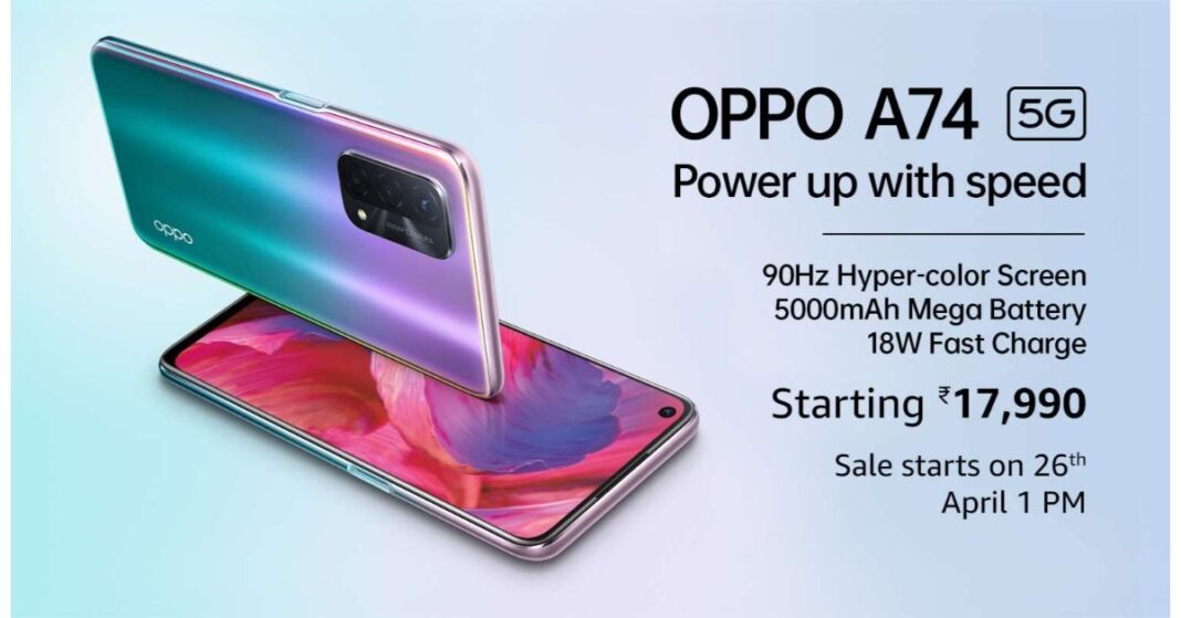 Oppo A74 5G with 5,000mAH battery launched in India