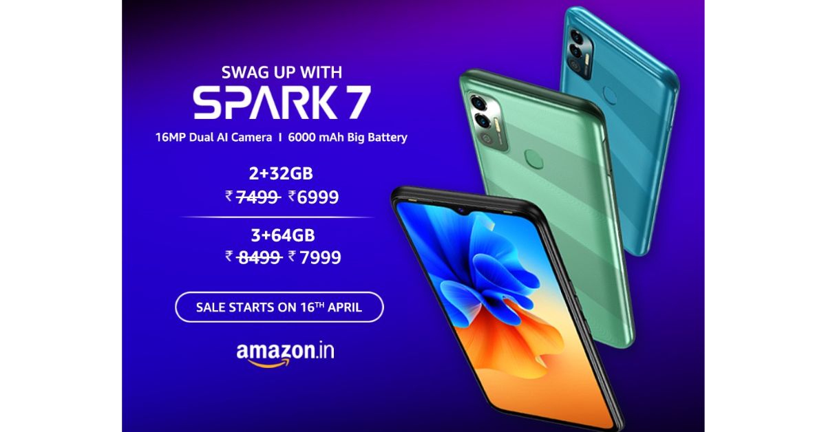 Tecno Spark 7 with 6,000mAh battery launched in India