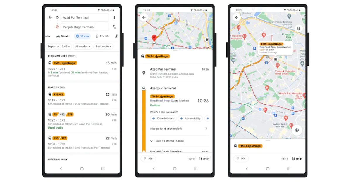 Here is how you can Google Maps to know the next bus timing in Delhi