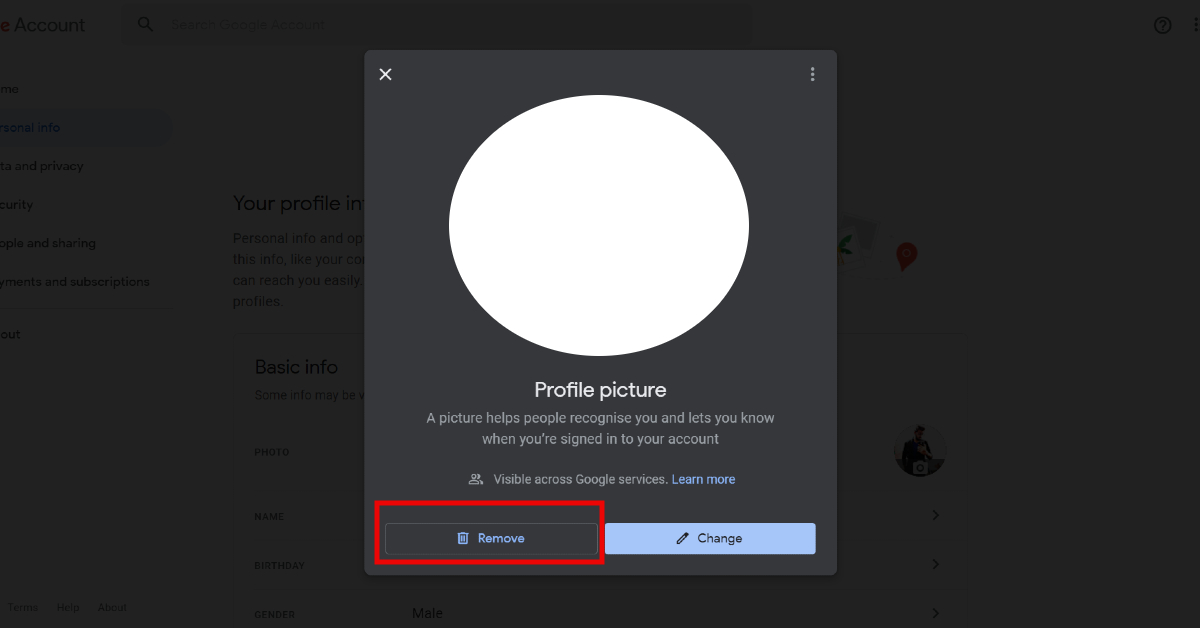 How to remove profile picture from Google account and Gmail