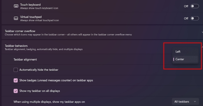 How to move taskbar icons from middle to left side on Windows 11