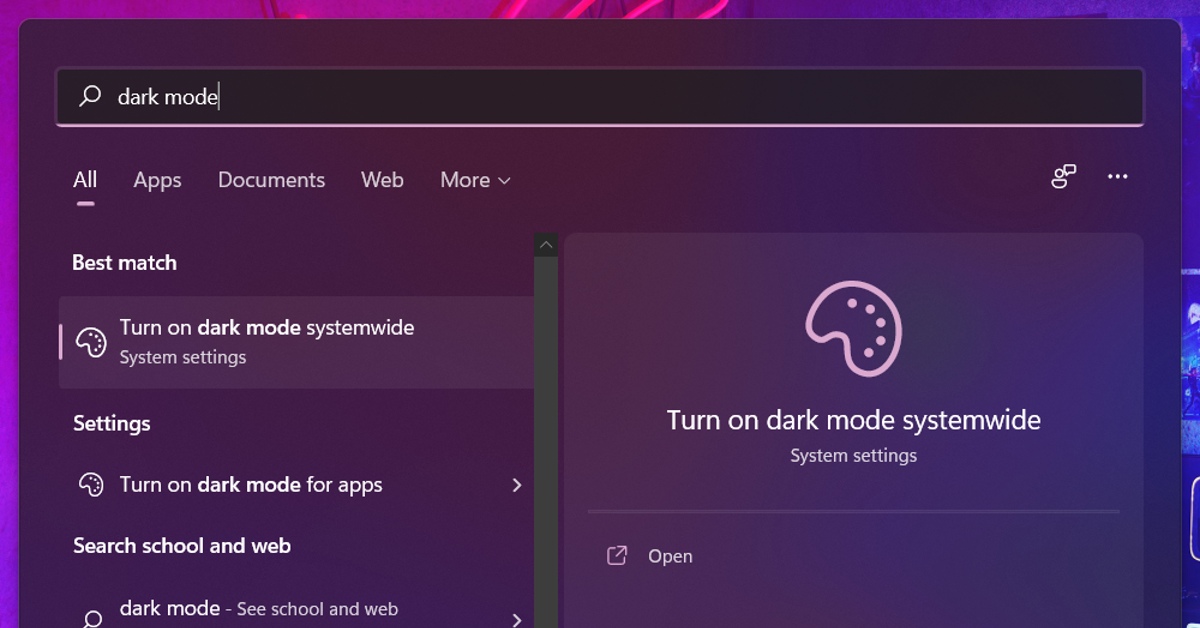 How to enable a system-wide dark mode in Windows 11?