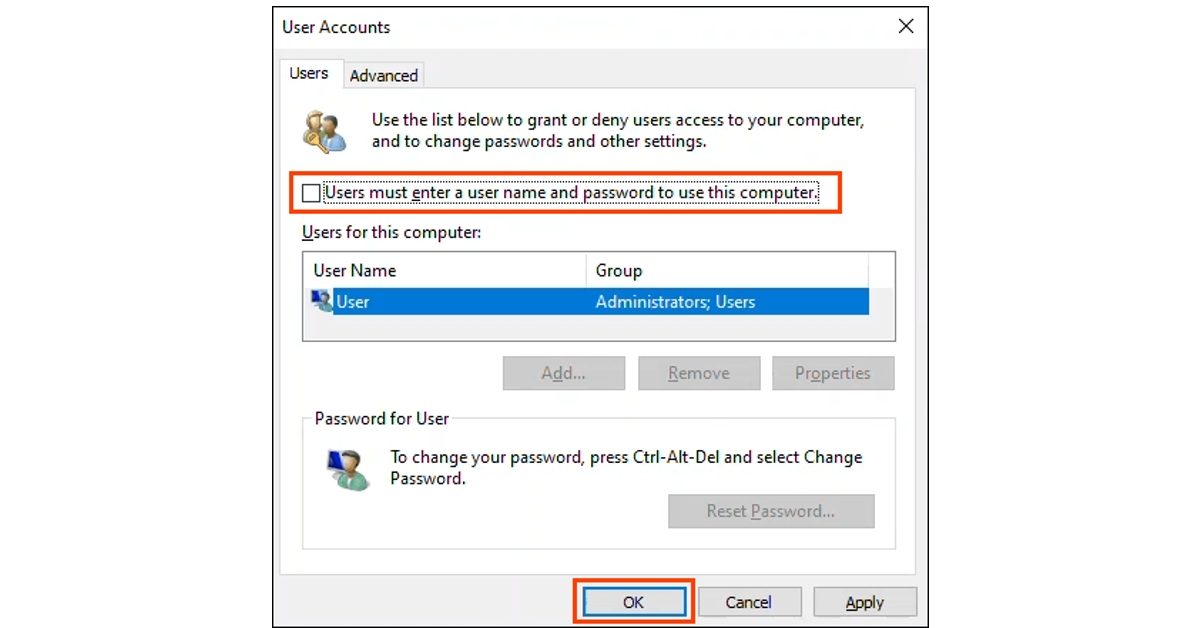 How to remove the login password screen in Windows 10 and Windows 11