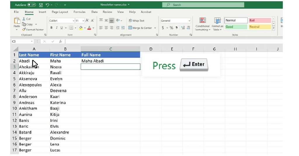 How to Combine Two Columns in Microsoft Excel?
