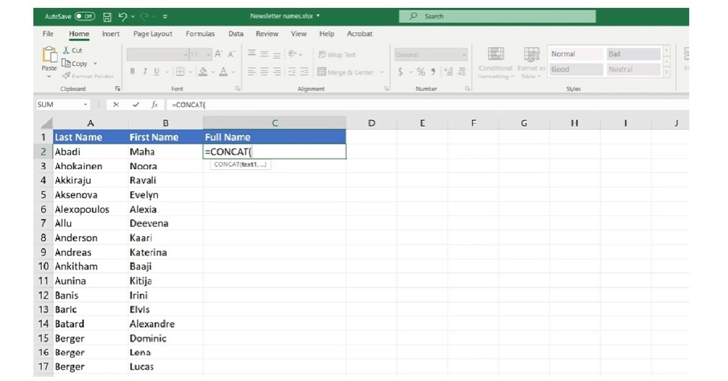 How to Combine Two Columns in Microsoft Excel?