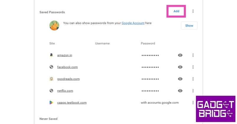 How to manually add passwords in Chrome Password manager?