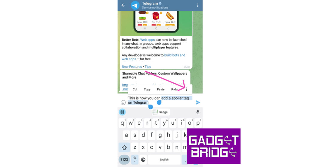 How to add a spoiler tag in Telegram?