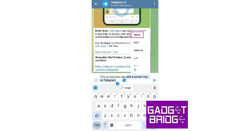 How to add a spoiler tag in Telegram?